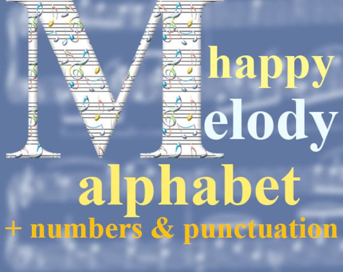 Music Notes Alphabet Clipart; Musical Font With Capital and Small ...