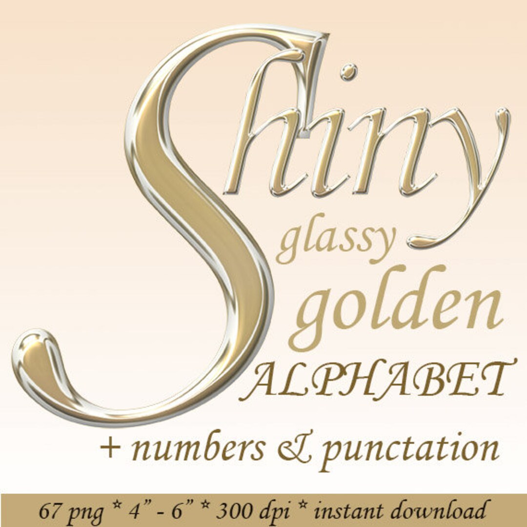 Shiny Gold Digital Alphabet, Printable Golden Clipart Font With Capital ...