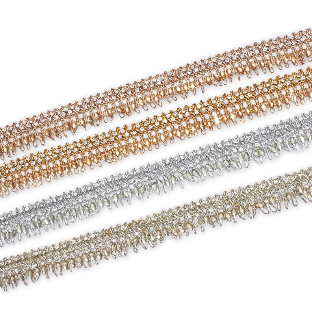 1 Inch Glitter Gem Gut Rhinestone Corded Trim for Sewing, Crafts, Decor ...