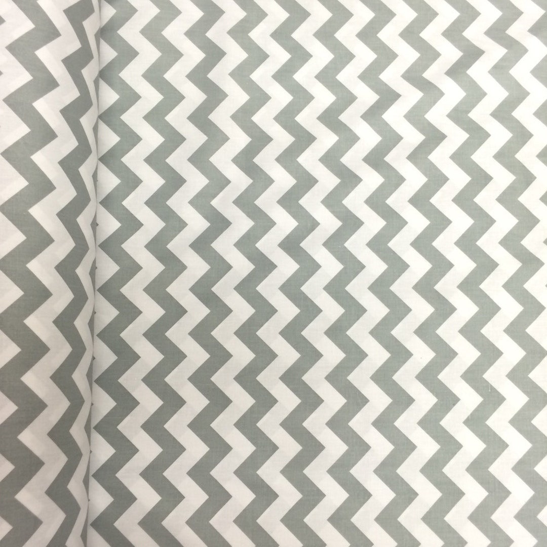 Grey Classic Chevron Print Fabric 100% Cotton 91/92" Wide by the Yard ...