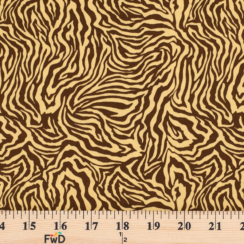 Zebra Print Fabric 100% Cotton Beige Brown Animal Stripes | Etsy