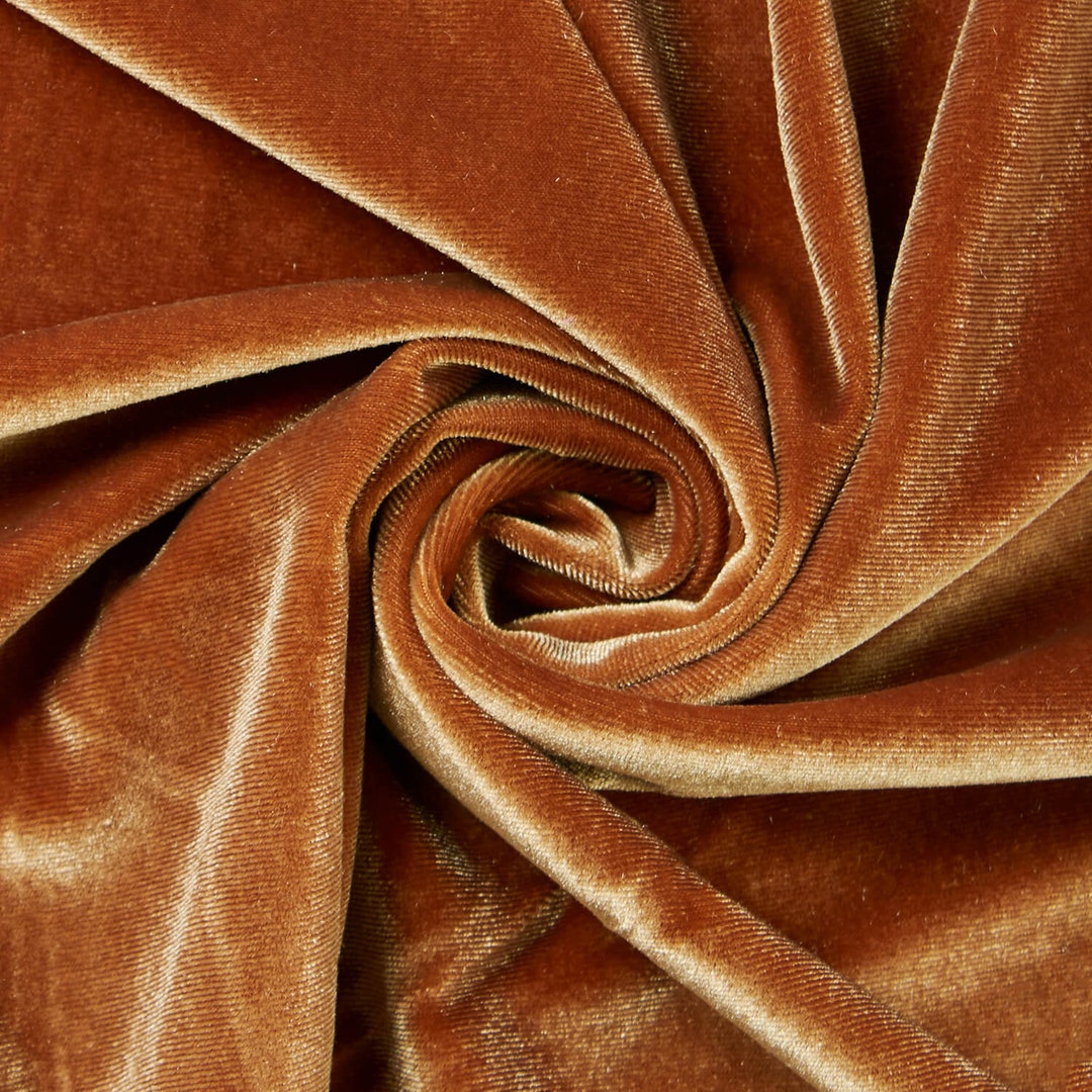 Copper Stretch Velvet Fabric 60'' Wide by the Yard for Sewing Apparel ...
