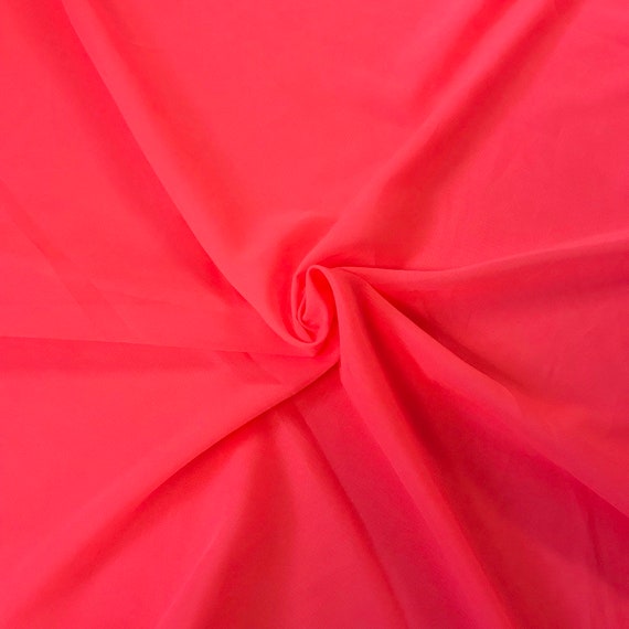 Neon Pink Chiffon Fabric Polyester All Solid Colors Sheer | Etsy