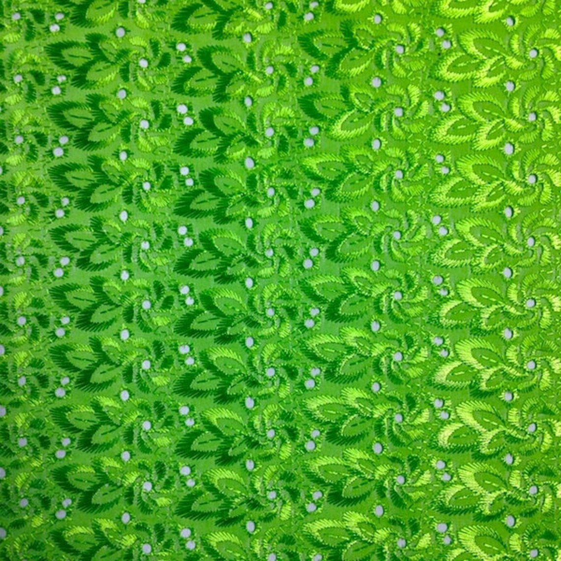 Lime Green Eyelet Floral Embroidery Fabric | Etsy