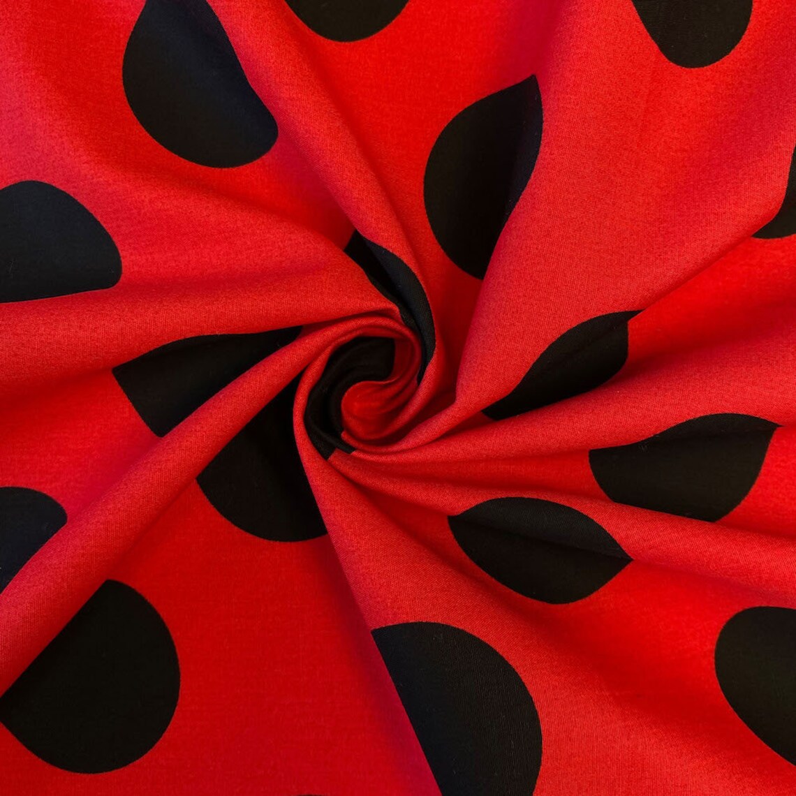 Polka Dot Extra Large Printed Fabric Red / Black 100% Cotton - Etsy