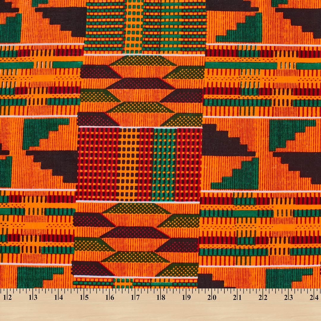 Kente African Print Fabric Cotton Print 44'' Wide by the Yard (19006-2 ...