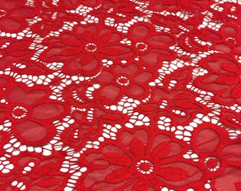Red Embroidery Lace Fabric - Etsy