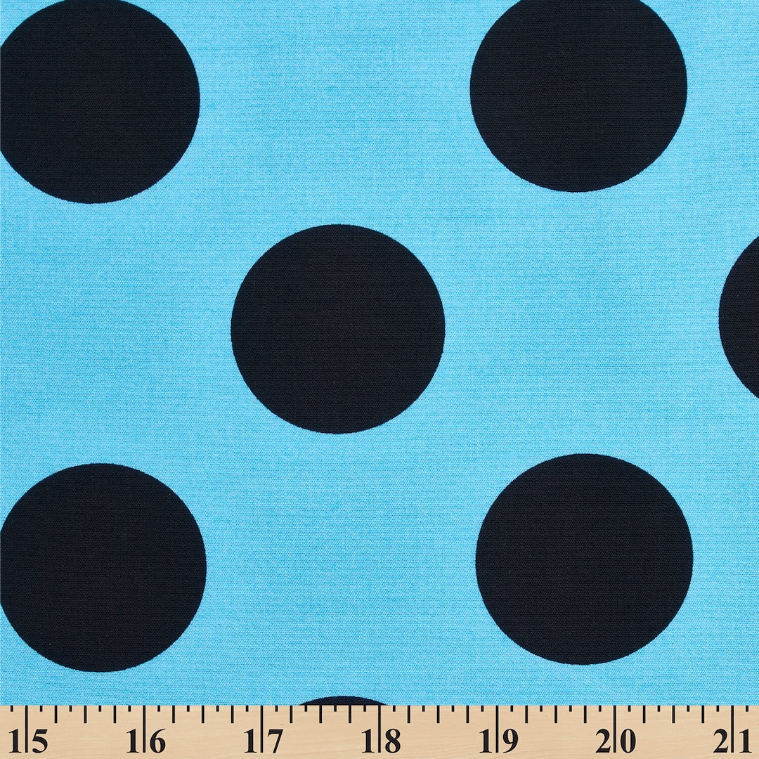 Polka Dot Extra Large Printed Fabric Turquoise / Black 100% Cotton 58/ ...