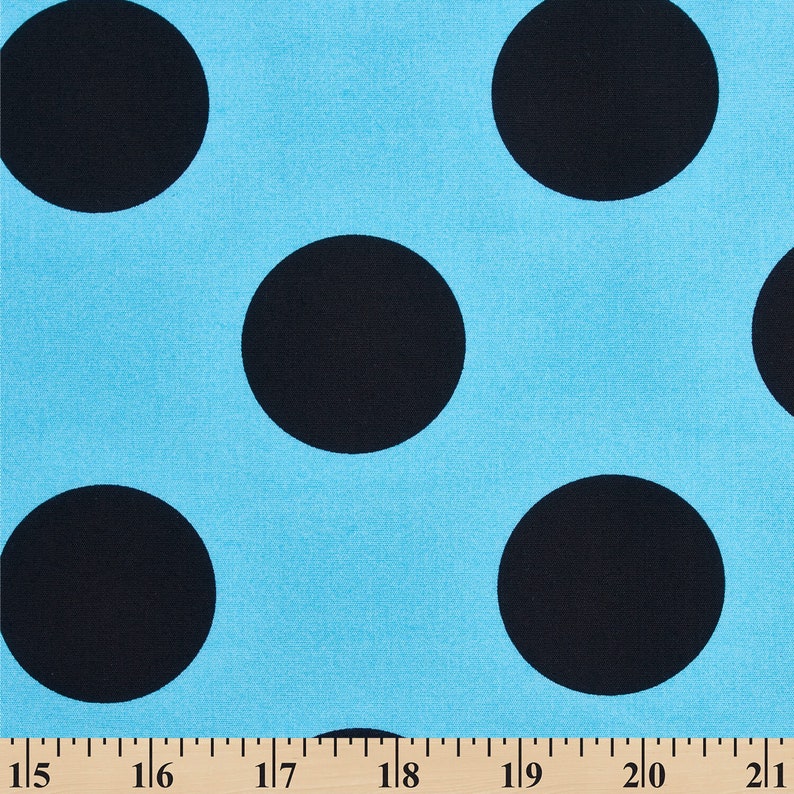 Polka Dot Extra Large Printed Fabric Turquoise / Black 100% Cotton 58/ ...