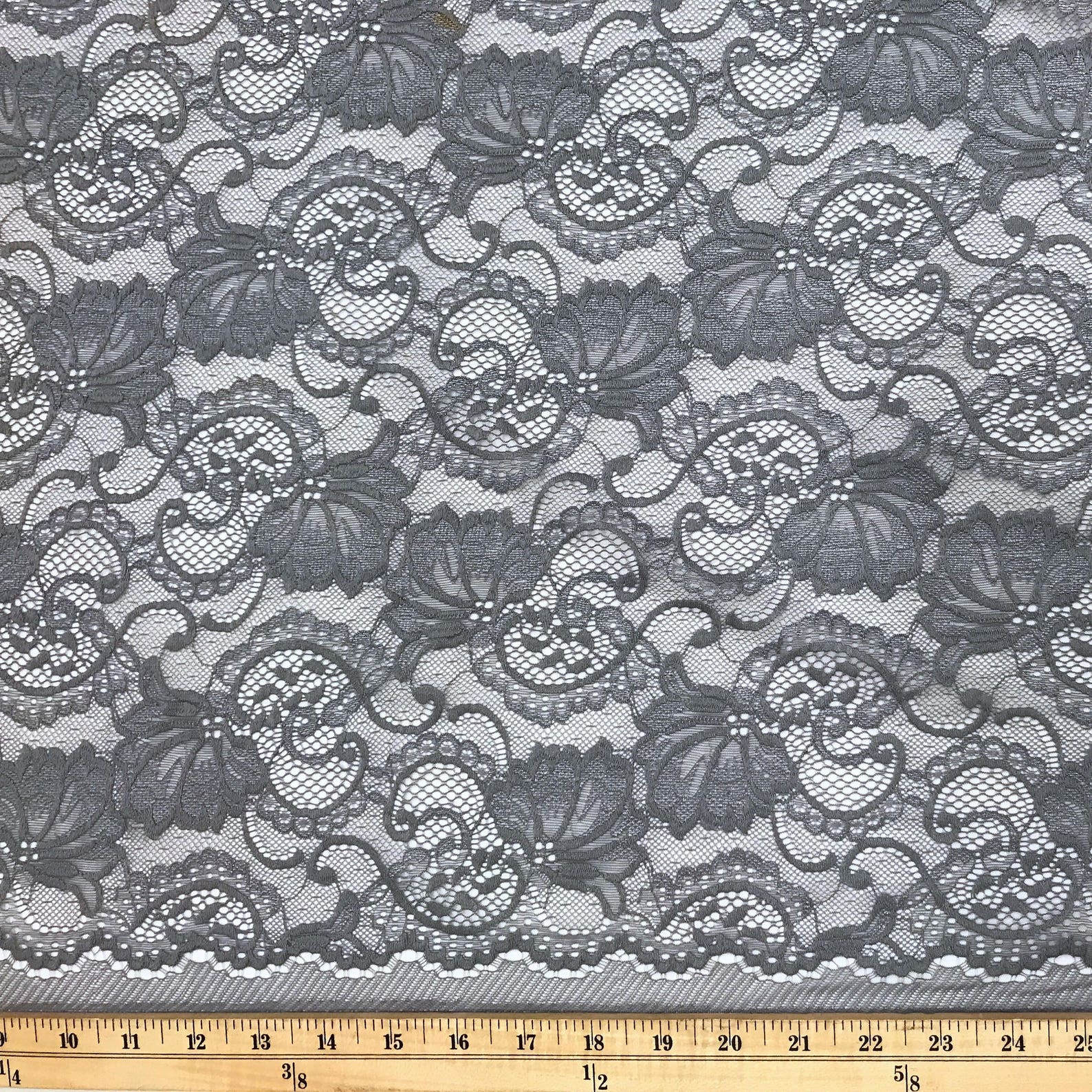 Grey Stretch Lace Fabric Floral Embroidery Poly Spandex - Etsy