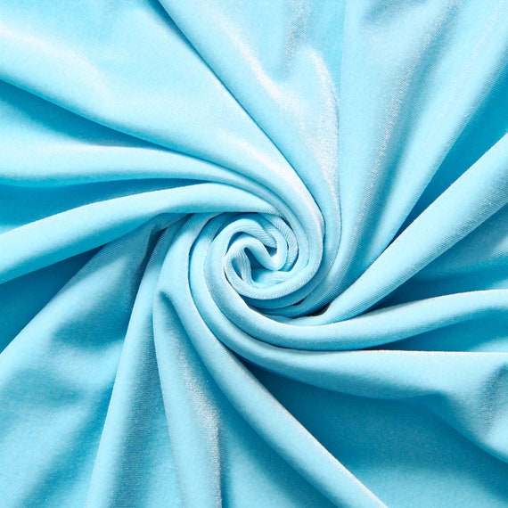 Light Blue Stretch Velvet Fabric 60 Wide by the Yard for Sewing Apparel Costumes Craft
