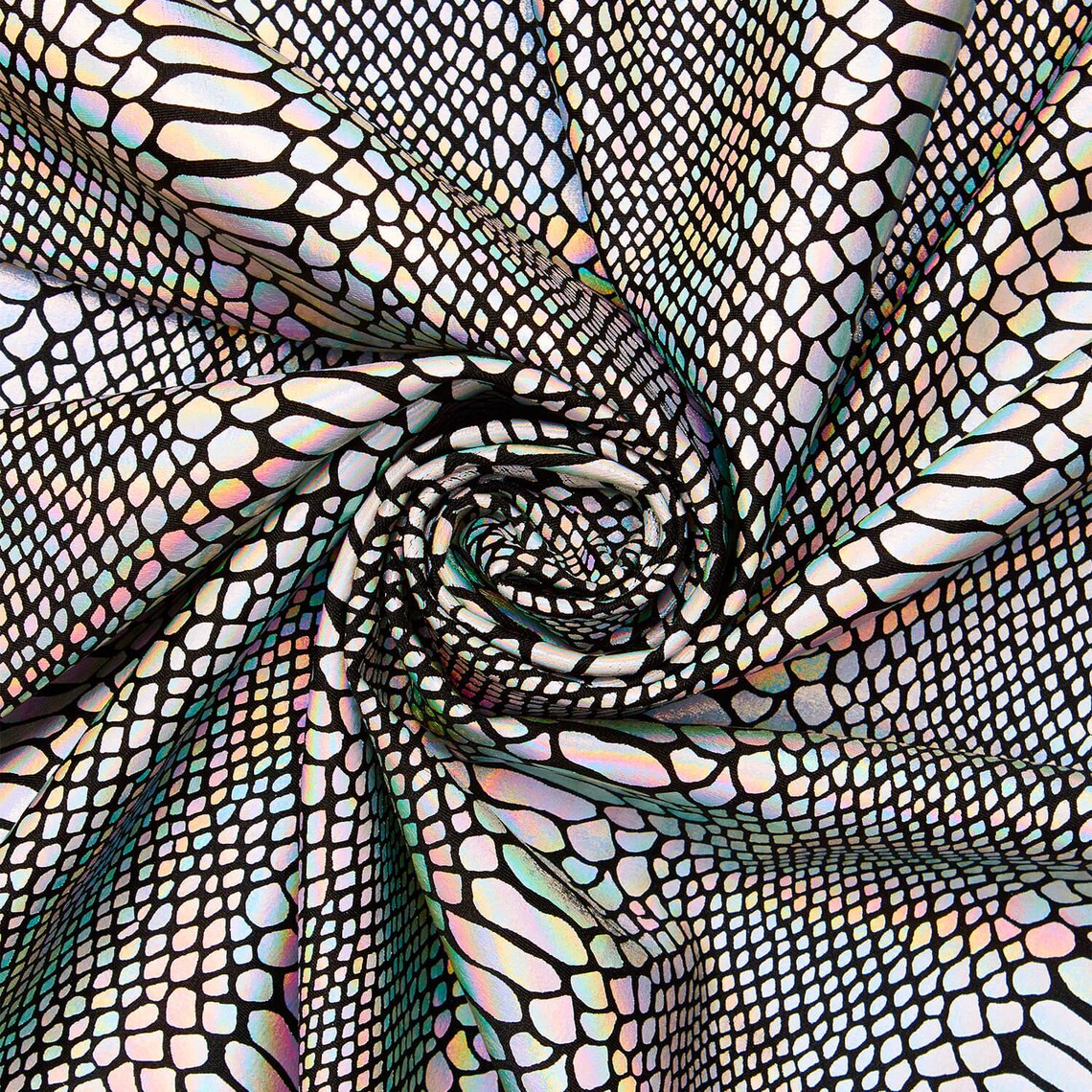 Snake Scale Hologram Tricot Foil Fabric Black Silver - Etsy