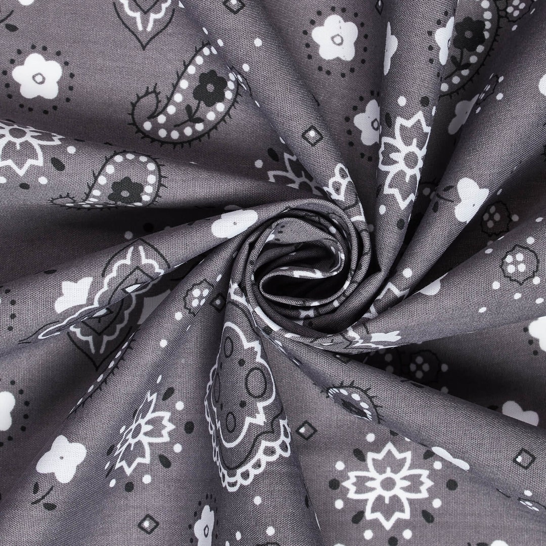 Grey Bandana Paisley Print Polyester/cotton Broadcloth 60 Wide Sold BTY ...