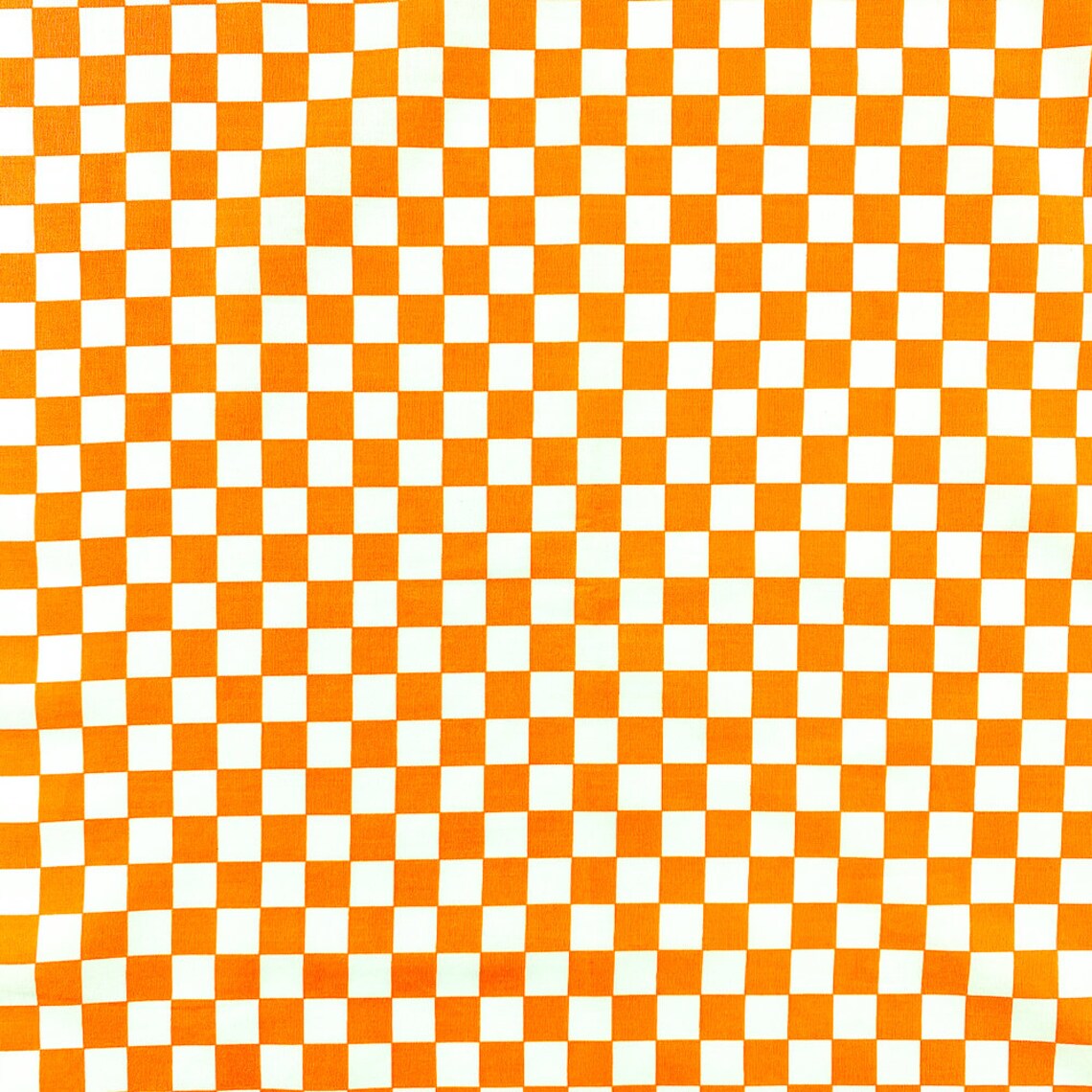 White and Orange Checkered Print 100% Cotton Geometric Fabric 58/60 ...