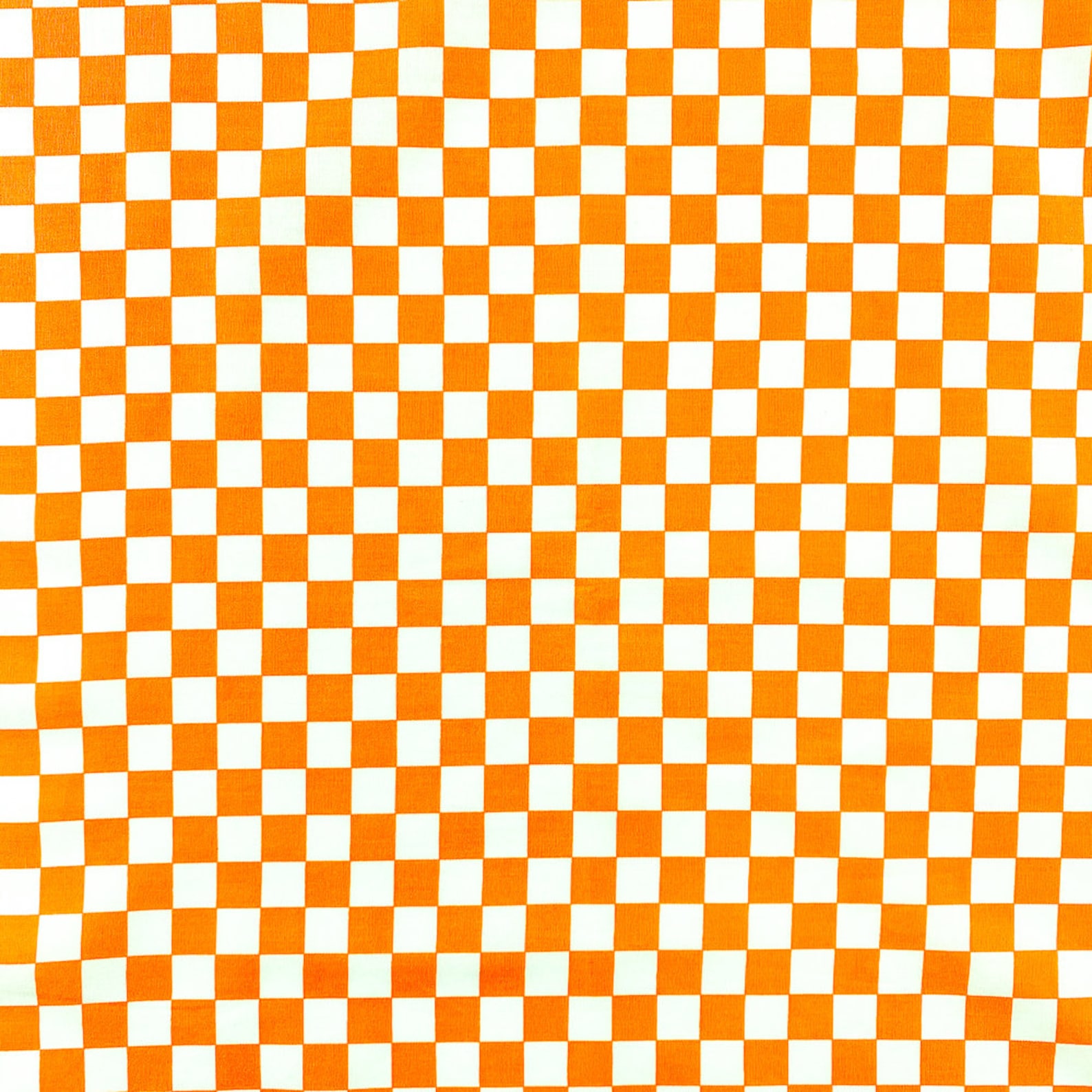 White and Orange Checkered Print 100% Cotton Geometric Fabric 58/60 ...