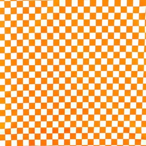 White and Orange Checkered Print 100% Cotton Geometric Fabric 58/60 ...