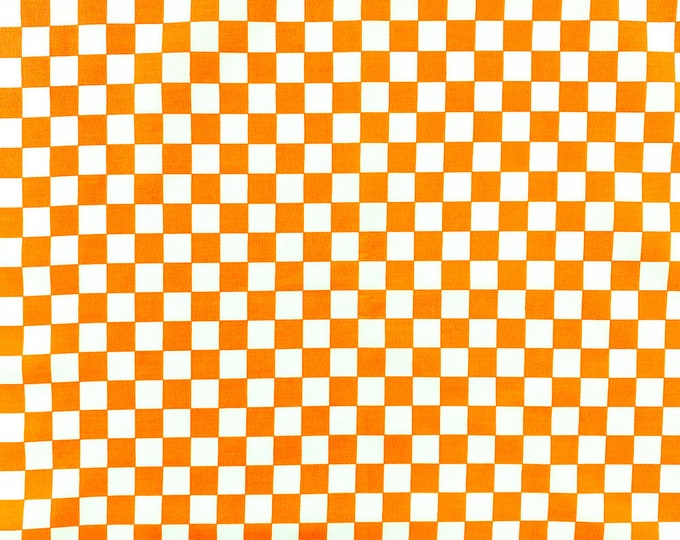 White and Orange Checkered Print 100% Cotton Geometric Fabric - Etsy