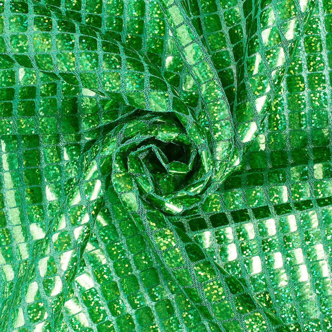 Kelly Green Hologram 8mm Square Sequins Fabric for Sewing Costumes ...