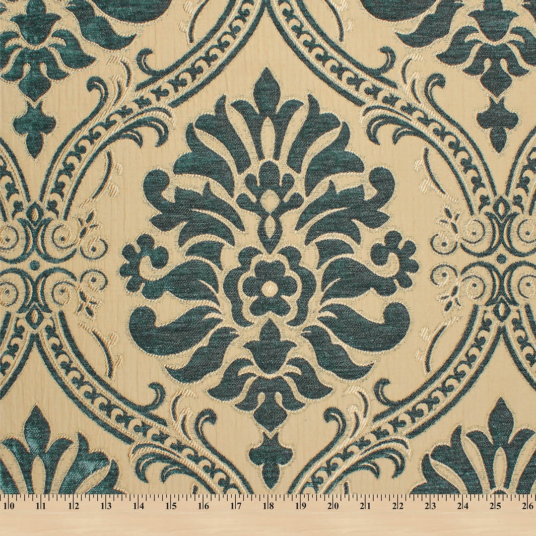 Floral Damask Chenille Upholstery Brocade Jacquard 56/57 Fabric by the ...