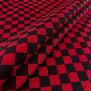 Black and Red Checkered Print 100% Cotton Geometric Fabric 58/60" Wide ...