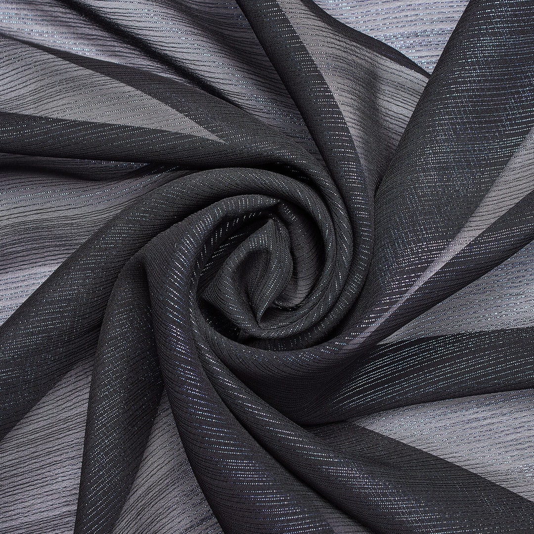 Zari Metallic Chiffon Jacquard Fabric - Black Sheer Polyester 57/58" by ...