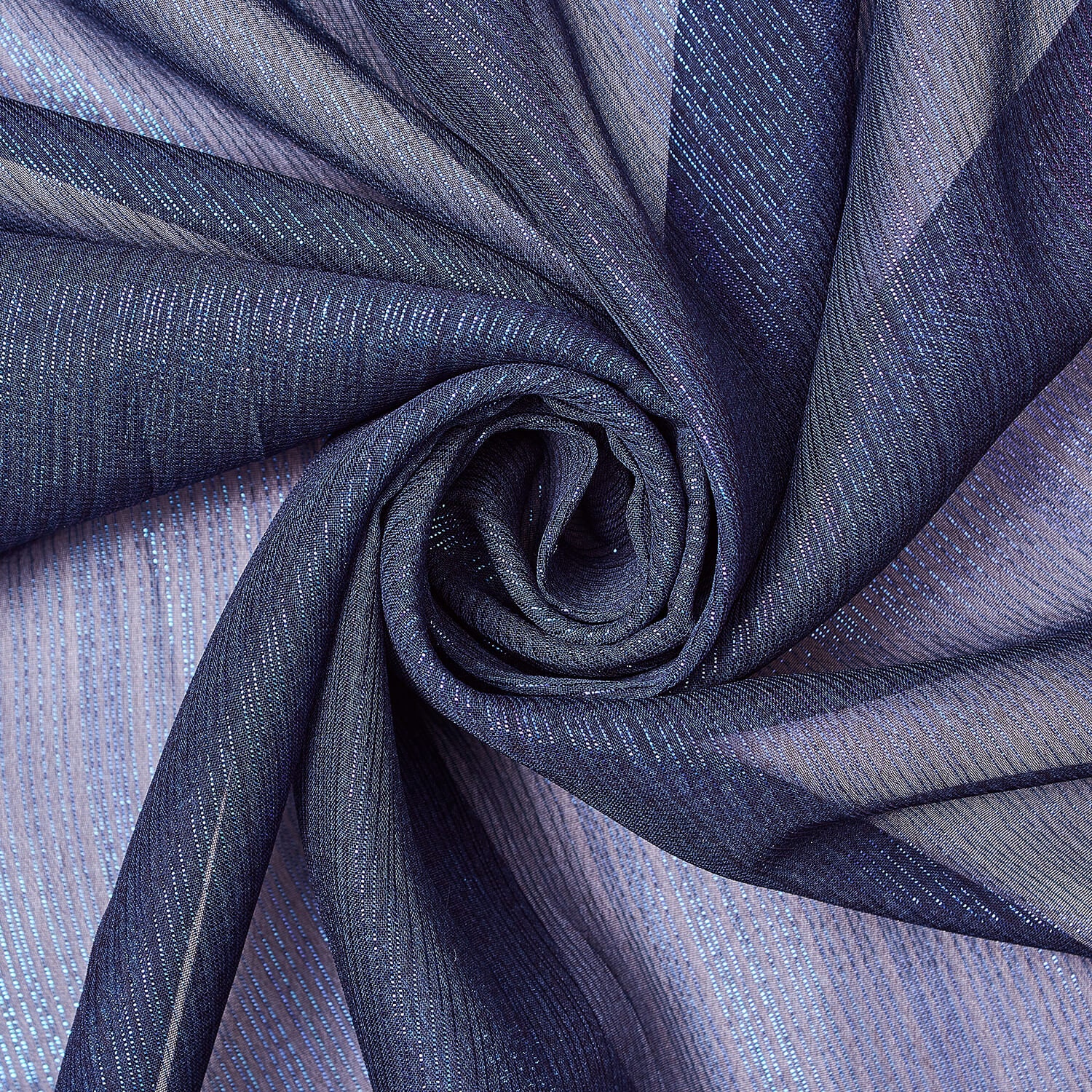Zari Metallic Chiffon Jacquard Fabric Navy Blue Sheer Polyester 57 58 By The Yard