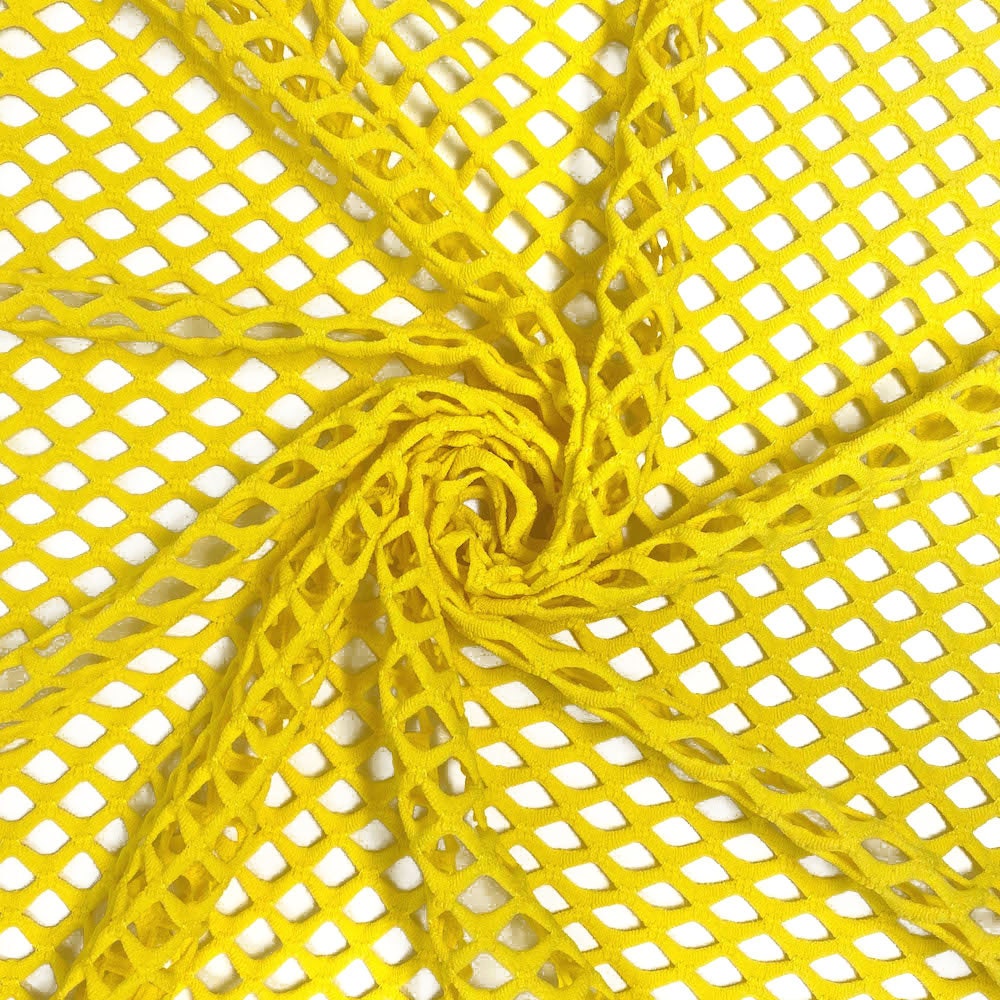 Yellow Cabaret Stretch Mesh Net Fabric Spandex Hole Costume | Etsy