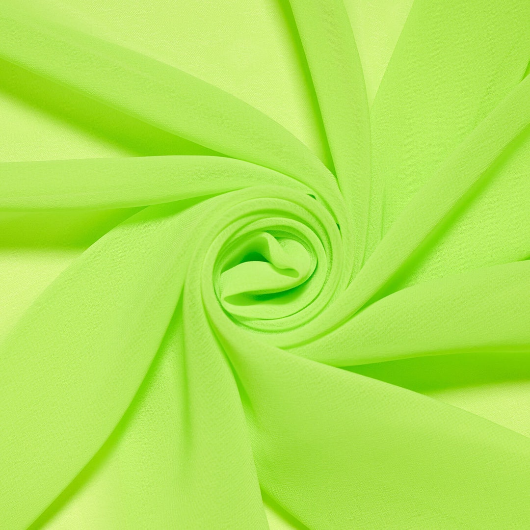Neon Green Chiffon Fabric Polyester All Solid Colors Sheer 58'' Wide by ...