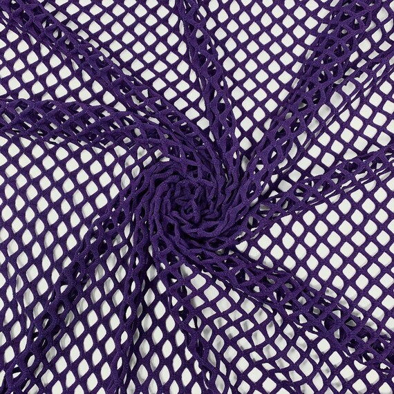 Purple Cabaret Stretch Mesh Net Fabric Spandex Hole Costume | Etsy