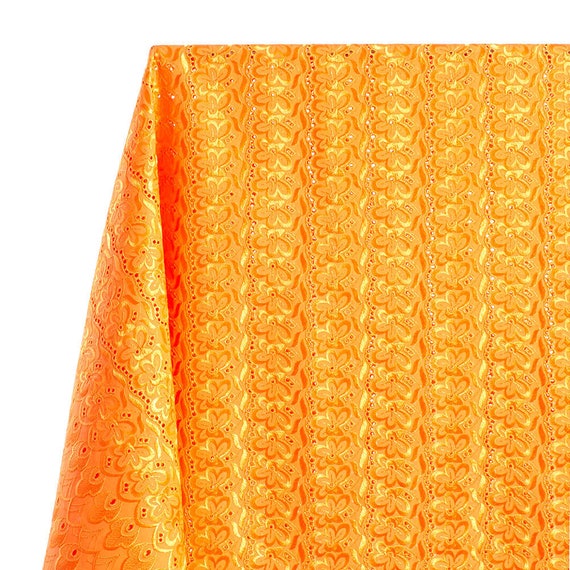 Campanula Embroidered Eyelet Fabric Orange Floral 45 by the Yard Etsy UK