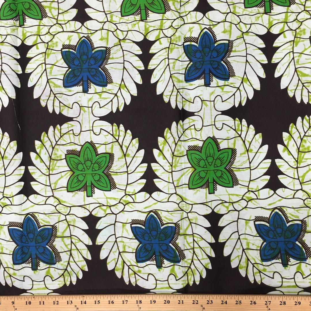 African Print Fabric Cotton Print Starleaf Green 44'' Wide by the Yard ...