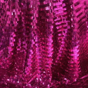 Fuchsia Rectangle Piano Sequins on Stretch Nylon Mesh 63/64 Fabric Sold ...