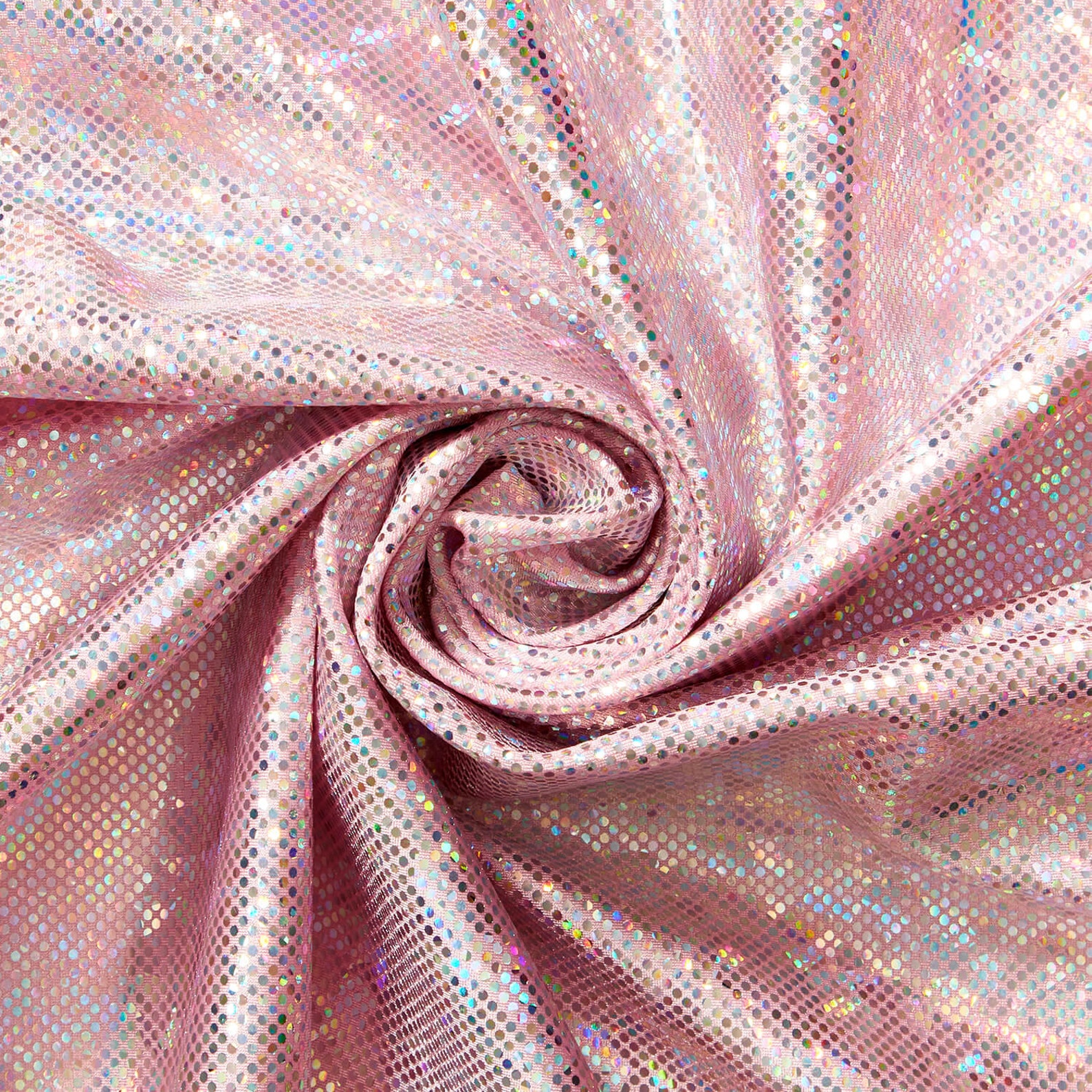 Micro Dot Hologram Tricot Foil Fabric - Baby Pink Silver Shiny Stretchy ...