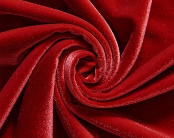 Princess DARK RED Polyester Spandex Stretch Velvet Fabric for - Etsy