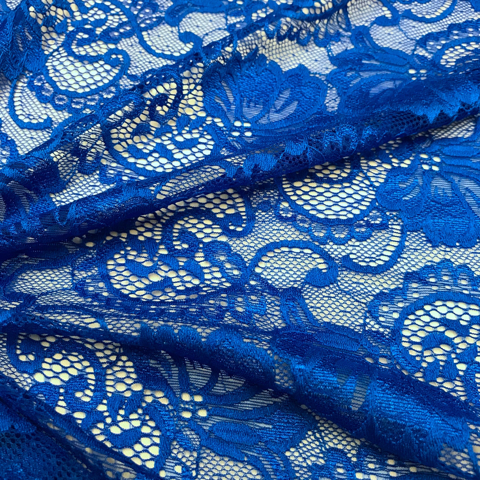 Royal Blue Stretch Lace Fabric Floral Embroidery Poly Spandex - Etsy