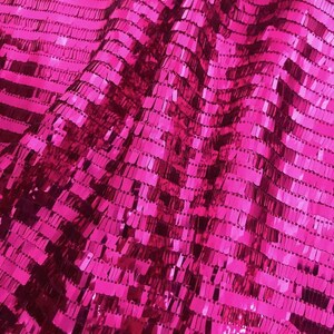 Fuchsia Rectangle Piano Sequins on Stretch Nylon Mesh 63/64 Fabric Sold ...