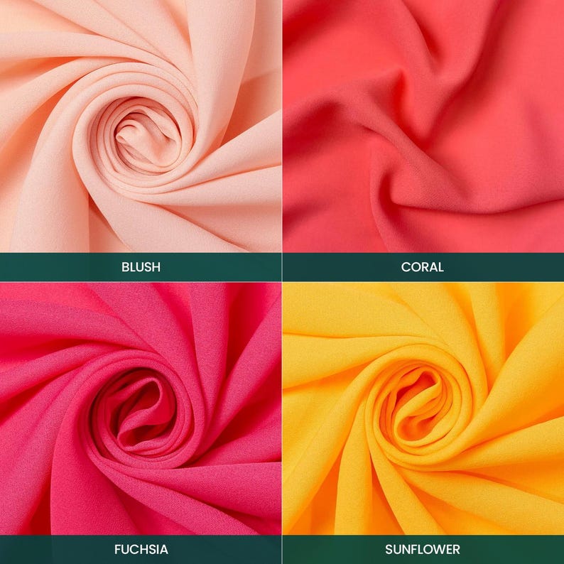 Crepe Georgette Chiffon Fabric 58/60 Inch Sheer Polyester by the Yard ...