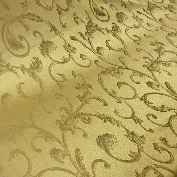 Gold / Gold Damask Jacquard Vine Brocade Fabric 118 by | Etsy