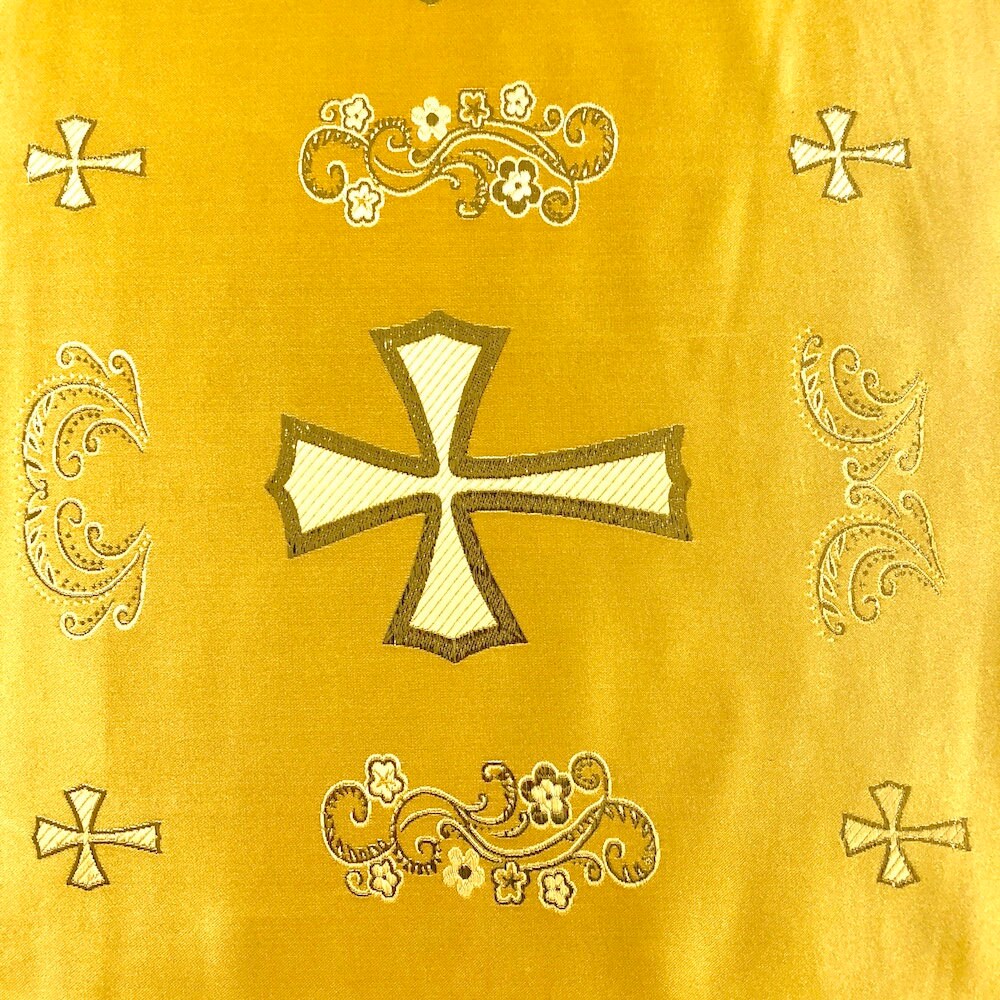 Gold / Gold Clerical Church Cross Brocade Fabric 60 100% | Etsy