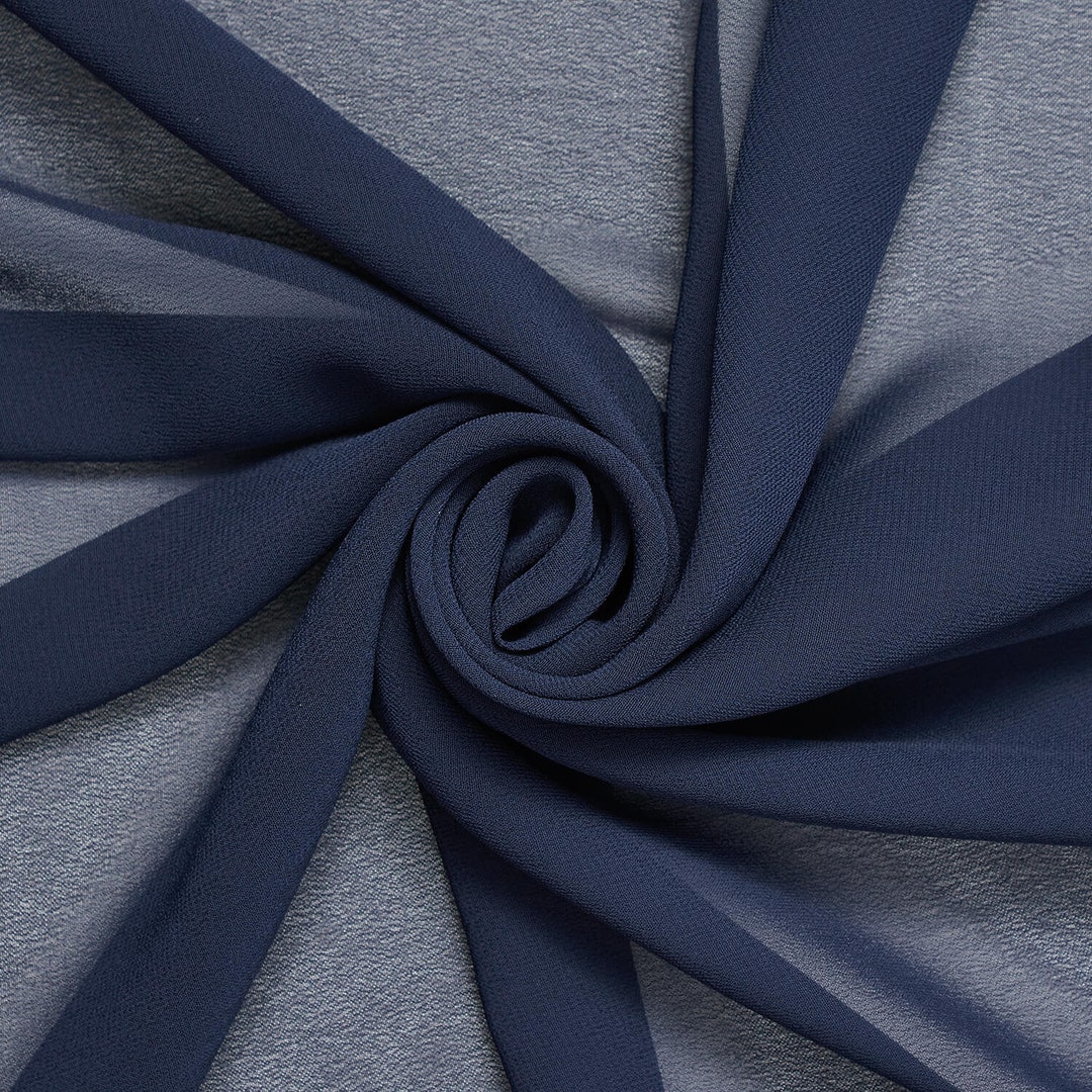 Navy Blue Chiffon Fabric Polyester All Solid Colors Sheer 58'' Wide by ...