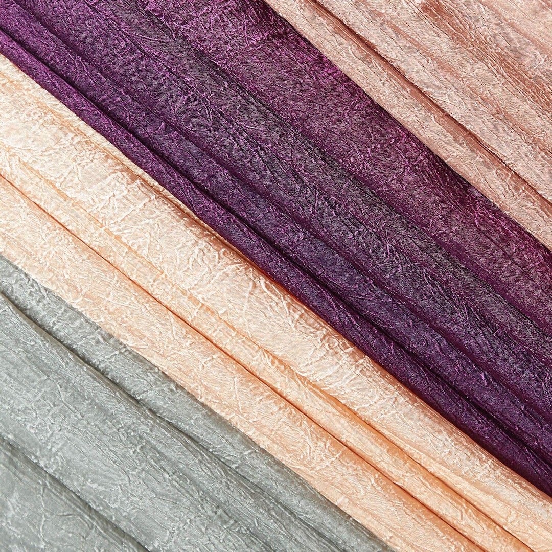 Shiny Shimmer Crinkle Satin Polyester 100 GSM Lightweight Fabric by the ...
