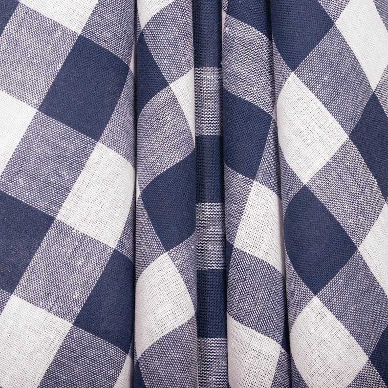 Navy Blue Gingham 1" Wide Square Fabric 60" Wide Checkered Plaid ...