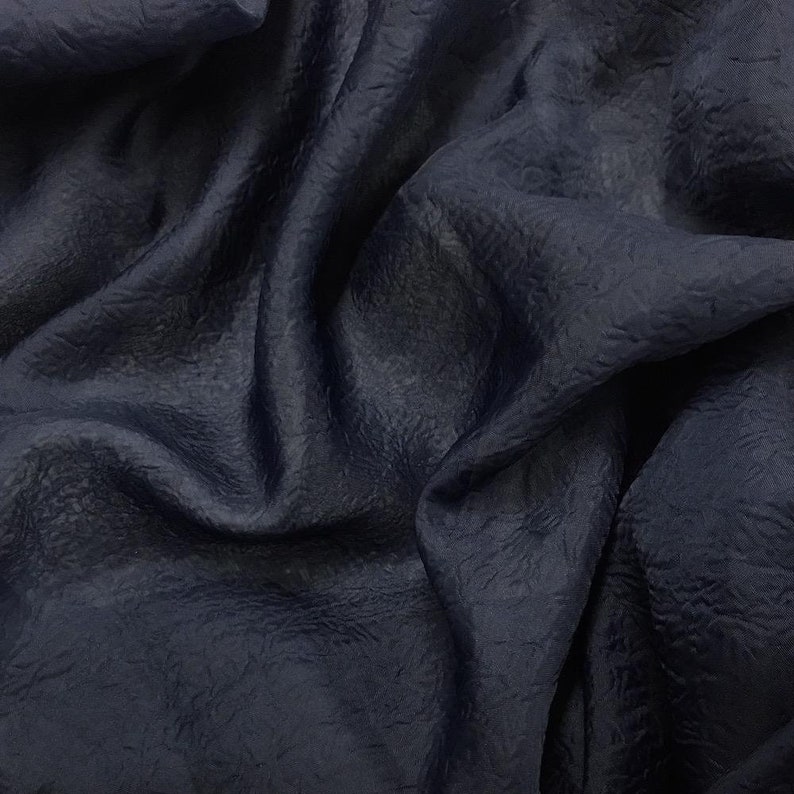 Navy Crushed Sheer Voile Fabric 110 Wide Curtain Drapery - Etsy
