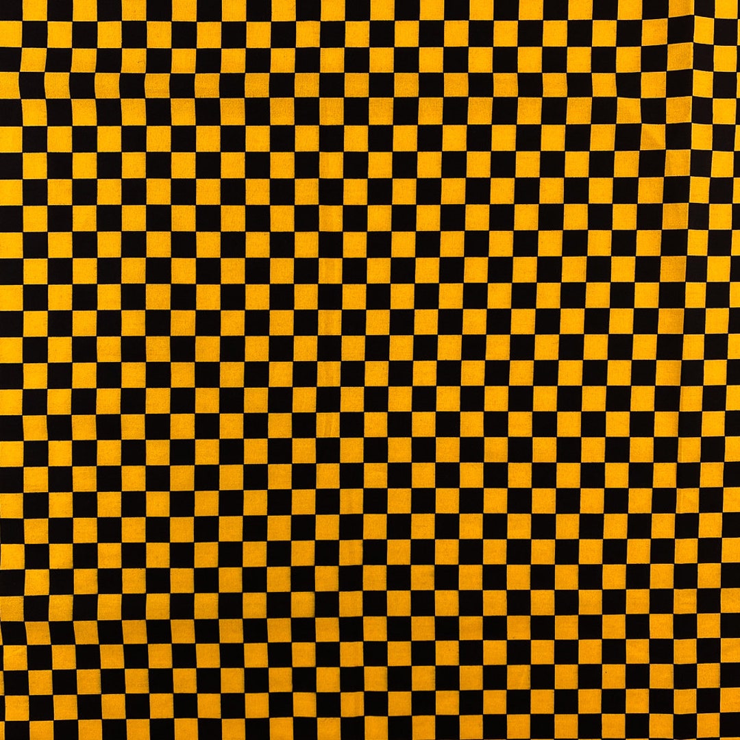 Black and Gold Checkered Print 100% Cotton Geometric Fabric 58/60" Wide ...