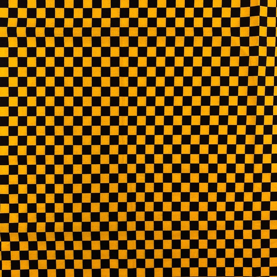 Black and Gold Checkered Print 100% Cotton Geometric Fabric | Etsy