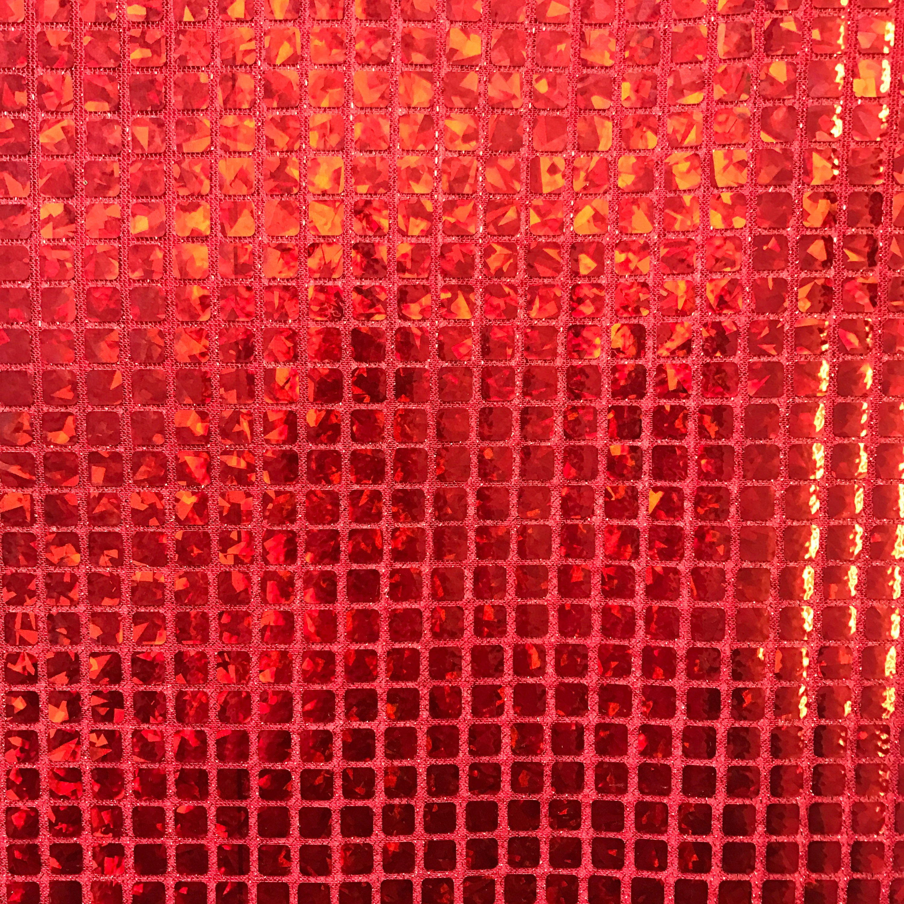 Red Hologram 8mm Square Sequins Fabric for Sewing Costumes | Etsy