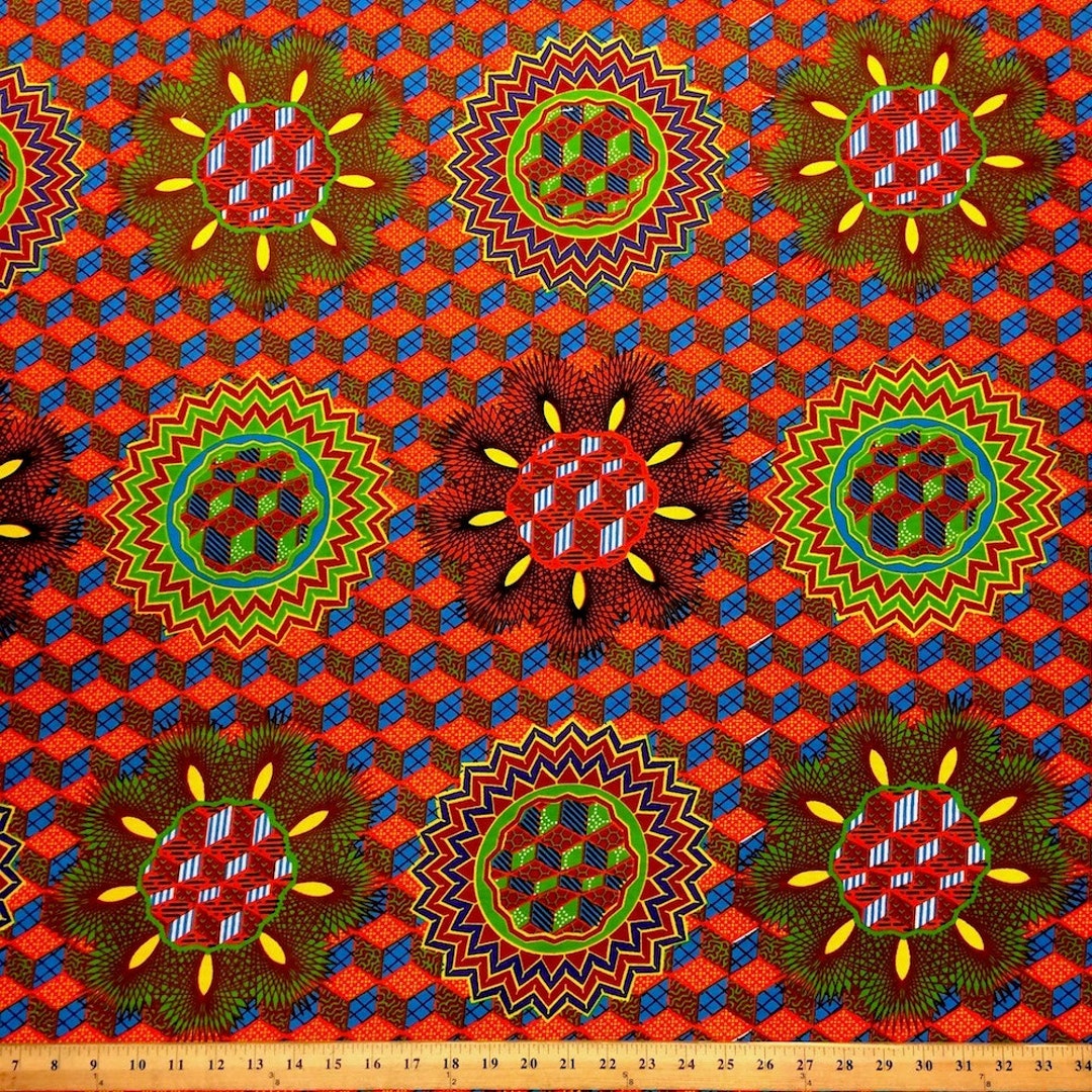 African Print Fabric Rubix Cotton Print 44'' Wide Sold by the Yard ...