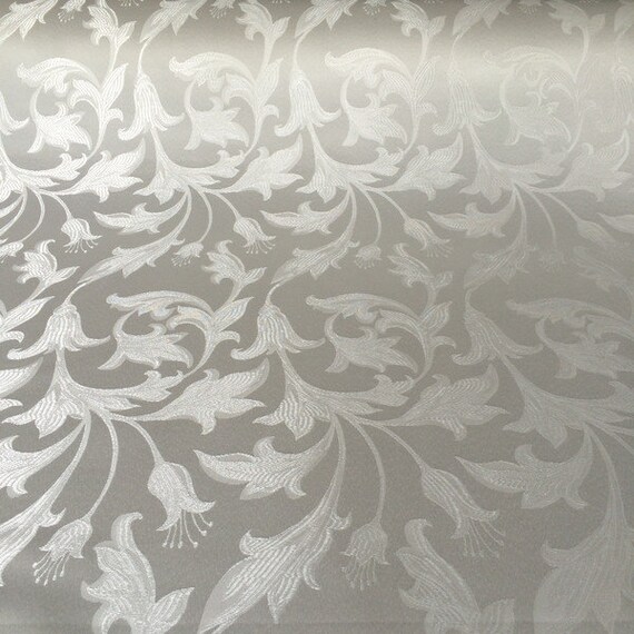 White / White Damask Jacquard Bloom Brocade Fabric 118 - Etsy