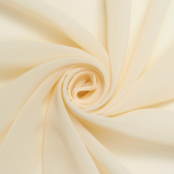 Beige Chiffon Fabric Polyester All Solid Colors Sheer 58 Wide By the Yard for Garments Decoration Crafts
