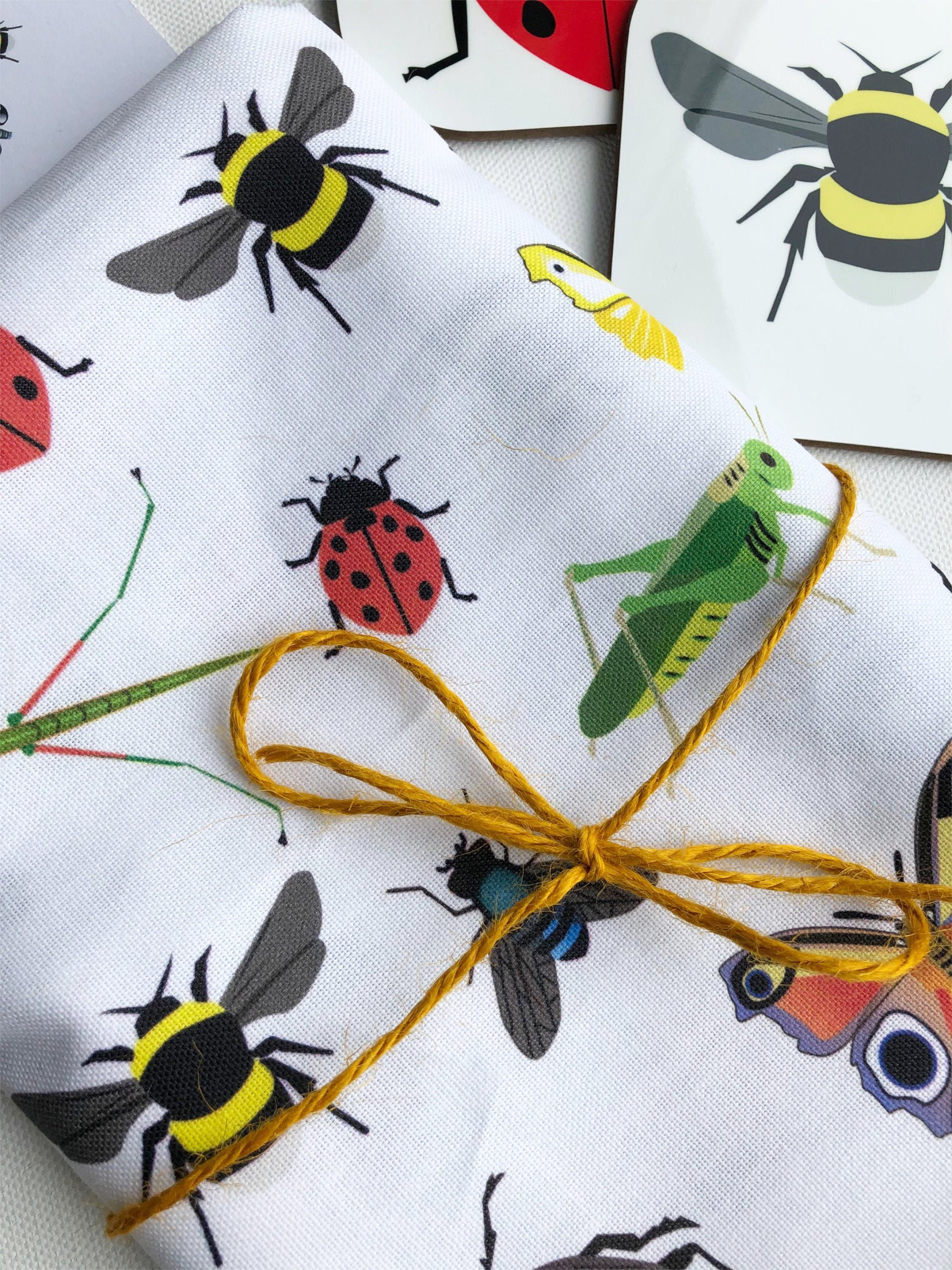 Tea Towel Cotton Tea Towel Bugs Nature Insects Kitchen | Etsy